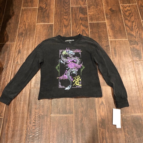 Rebellious One | Tops | Rebellious One Dragon Graphic Long Sleeve Tee ...